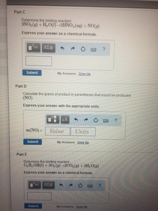Solved Determine the limiting reactant 3NO_2 (g) + H_2O(l) | Chegg.com