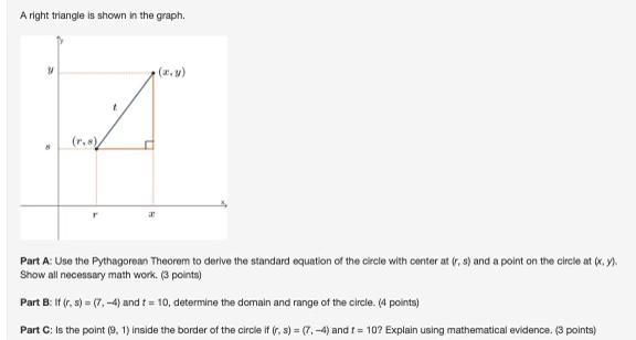 Solved A right triangle is shown in the graph. Part A: Use | Chegg.com