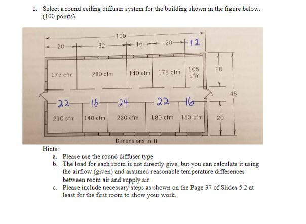 1. Select a round ceiling diffuser system for the | Chegg.com