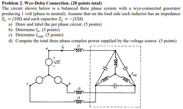 Solved Problem 2. Wye-Delta Connection. (20 points total) | Chegg.com