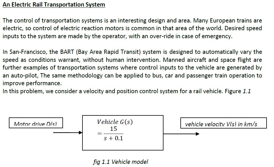 Solved An Electric Rail Transportation System The control of | Chegg.com