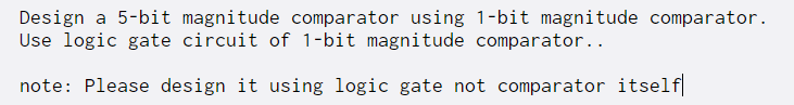 Solved Design a 5-bit magnitude comparator using 1-bit | Chegg.com