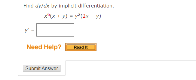 Solved Find dy/dx by implicit differentiation. | Chegg.com