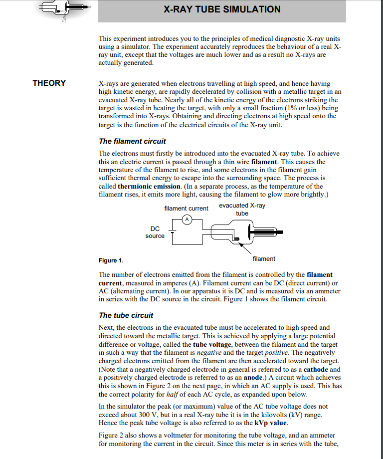 The filament circuit and the tube circuit 1.Minimum | Chegg.com