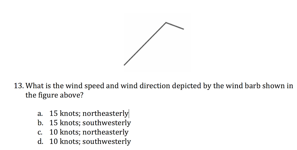 Solved 13. What is the wind speed and wind direction | Chegg.com