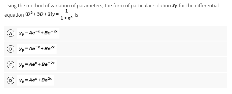 Solved Using the method of variation of parameters, the form | Chegg.com