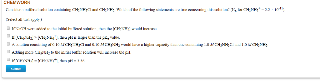 Solved CHEMWORK Consider a buffered solution containing | Chegg.com