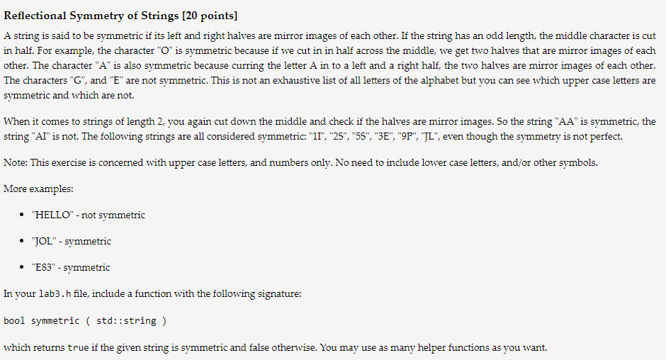 Solved Reflectional Symmetry of Strings [20 points) A string | Chegg.com