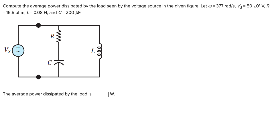 Solved Compute the average power dissipated by the load seen | Chegg.com