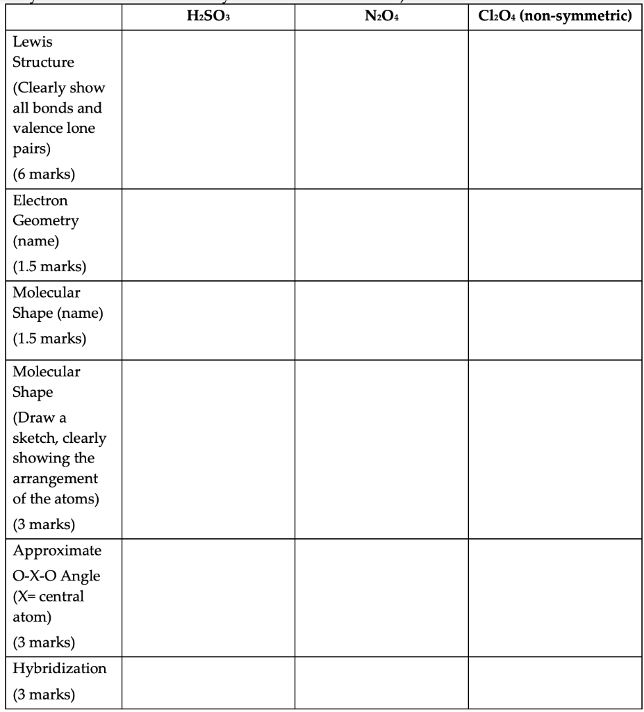 Solved H2SO3 N204 Cl2O4 (non-symmetric) Lewis Structure | Chegg.com