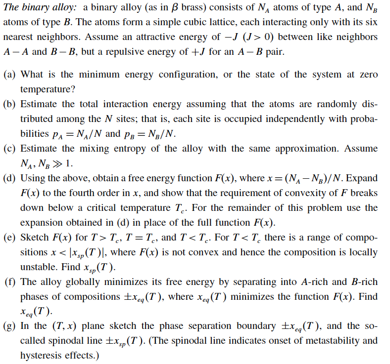 Solved The binary alloy: a binary alloy (as in ß brass) | Chegg.com