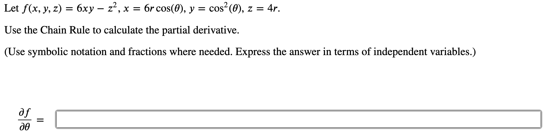 Solved Let 𝑓(𝑥,𝑦,𝑧)=6𝑥𝑦−𝑧2,f(x,y,z)=6xy−z2, | Chegg.com