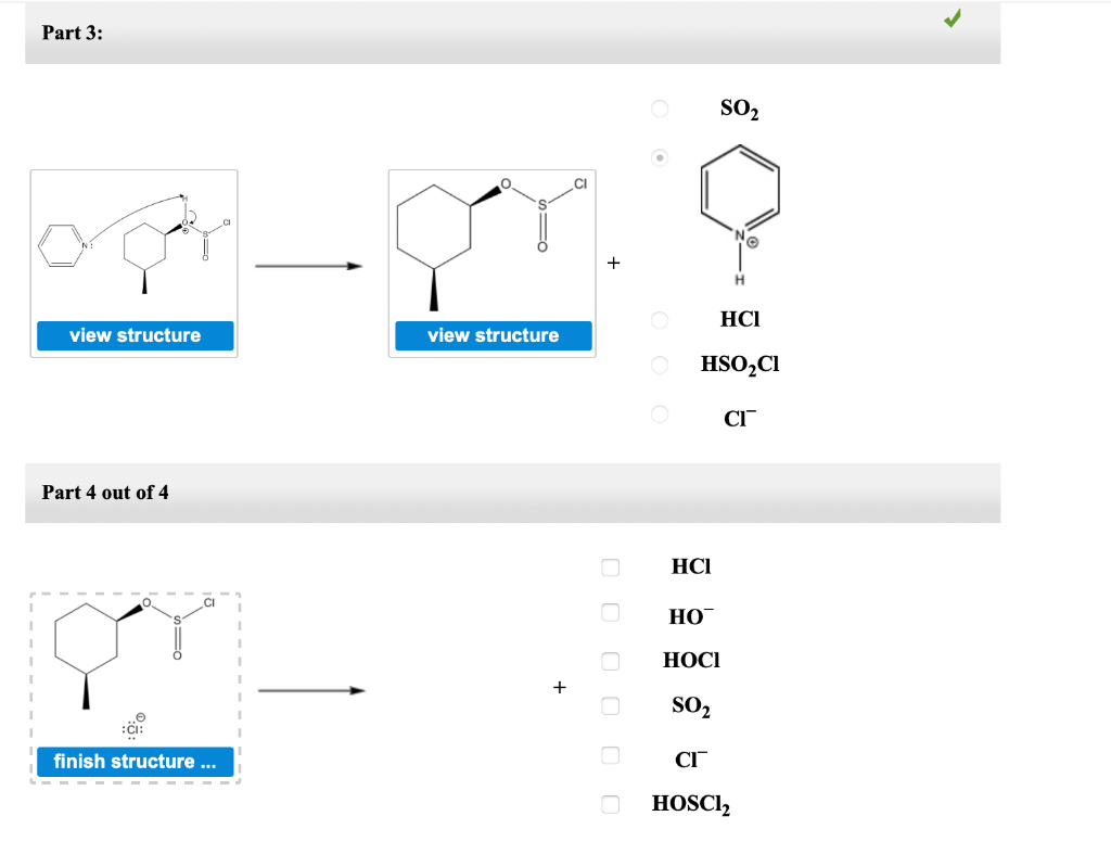 Solved Part 3: SO2 o CI H HCI view structure view structure | Chegg.com