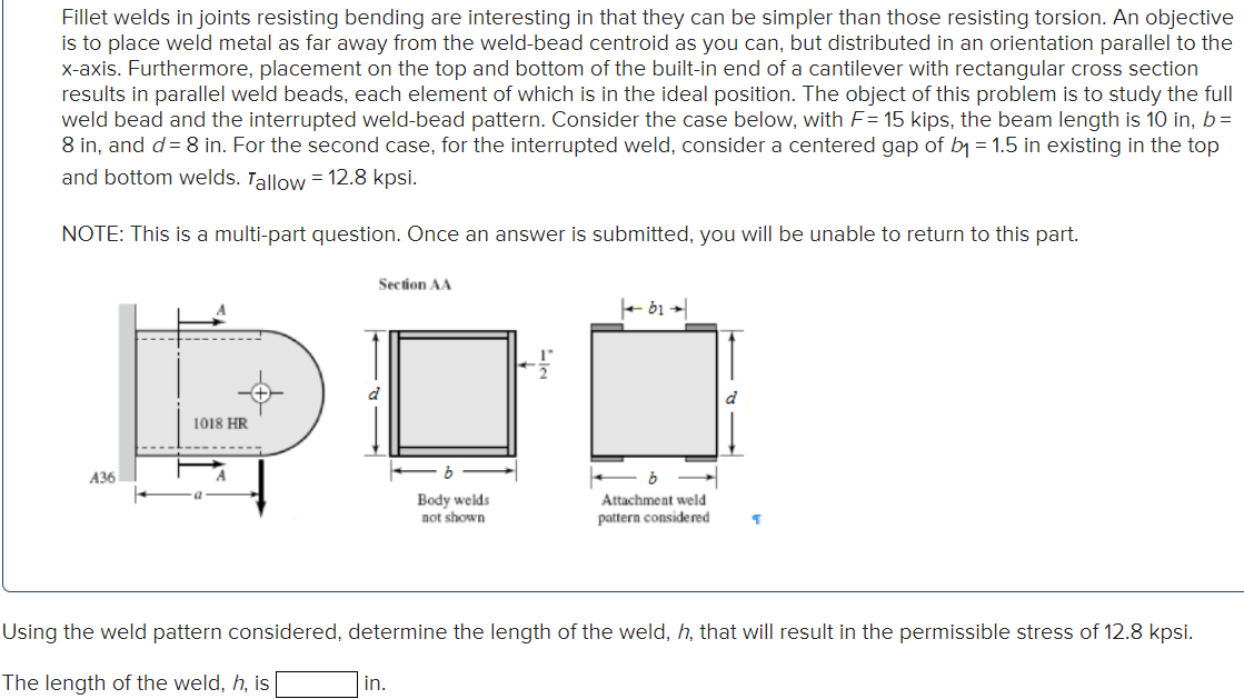 Solved Fillet welds in joints resisting bending are | Chegg.com