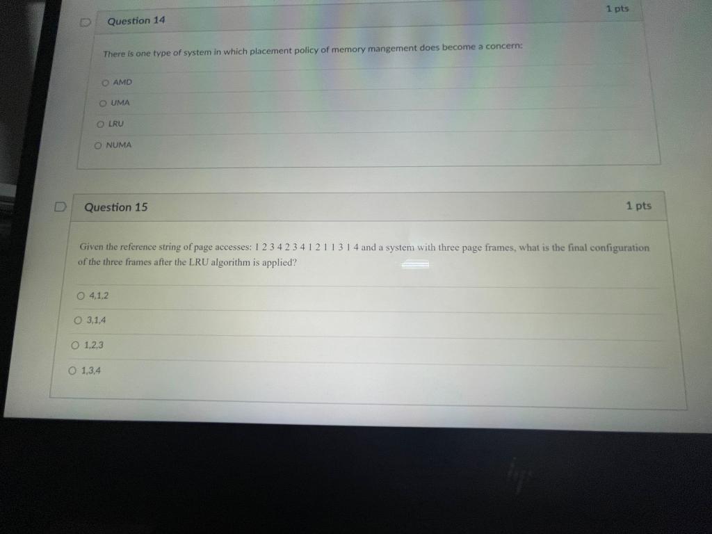 Solved Question 12 In a system employing a paging scheme for | Chegg.com