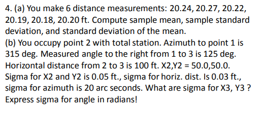 4. (a) You make 6 distance measurements: 20.24, | Chegg.com