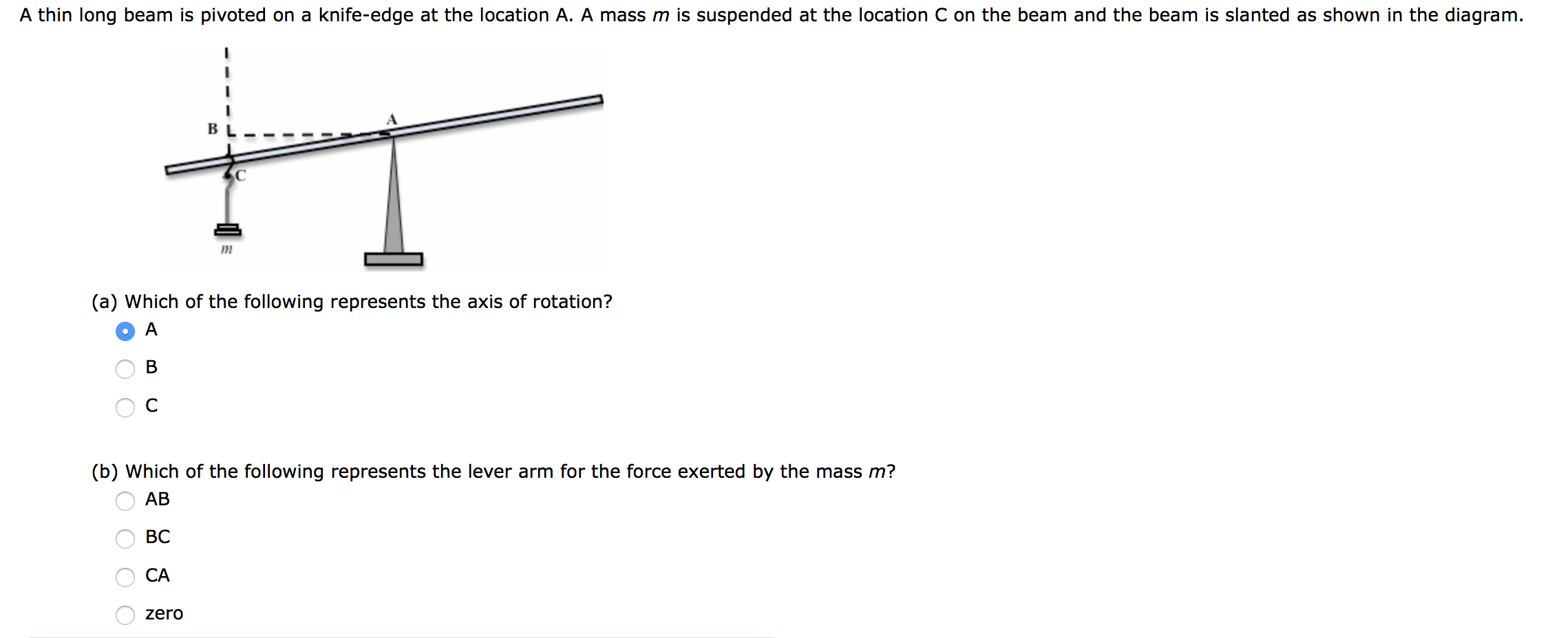 Solved A thin long beam is pivoted on a knife-edge at the | Chegg.com