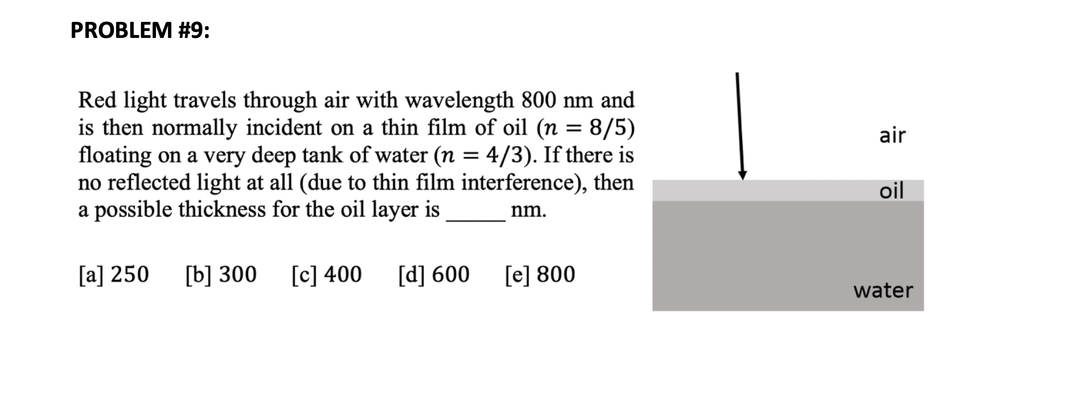 Solved Red light travels through air with wavelength 800 nm | Chegg.com
