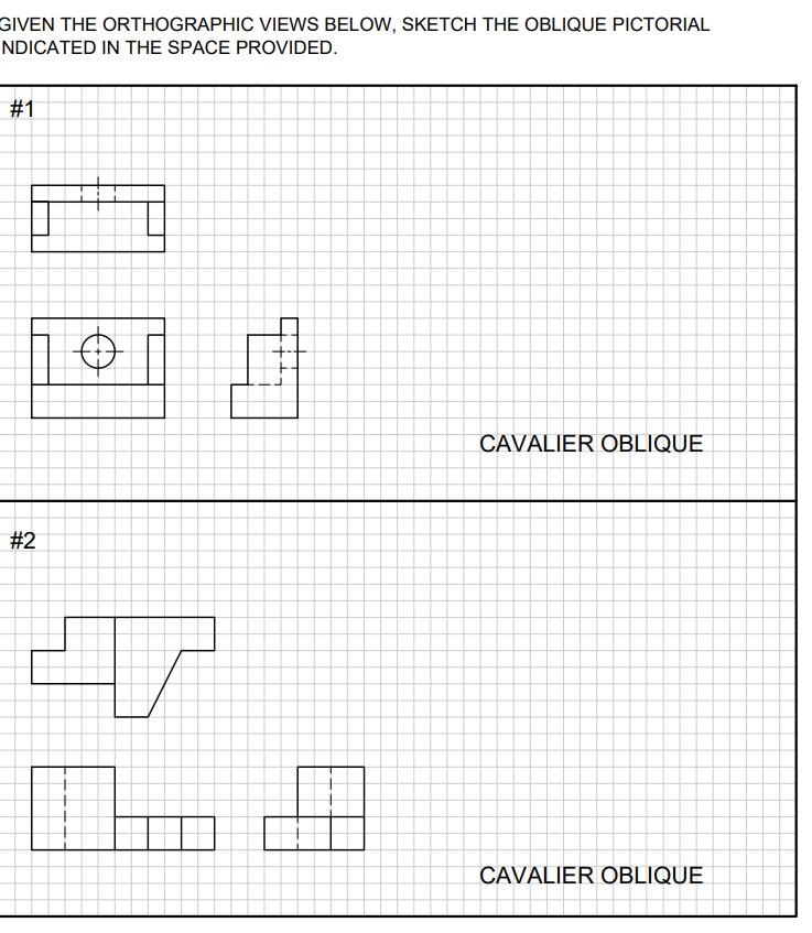 Solved GIVEN THE ORTHOGRAPHIC VIEWS BELOW, SKETCH THE | Chegg.com