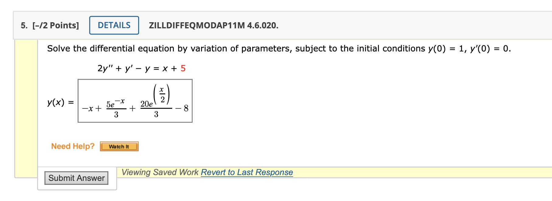 Solved Solve the differential equation by variation of | Chegg.com