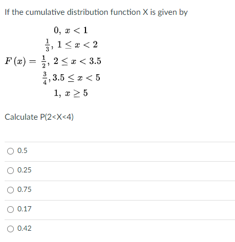Solved If the cumulative distribution function X is given by | Chegg.com