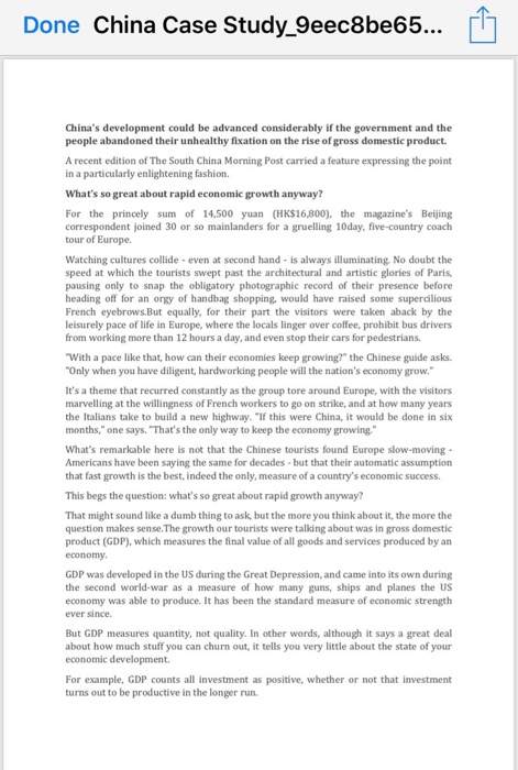 Solved Done China Case Study,9eec8be65 China's development | Chegg.com