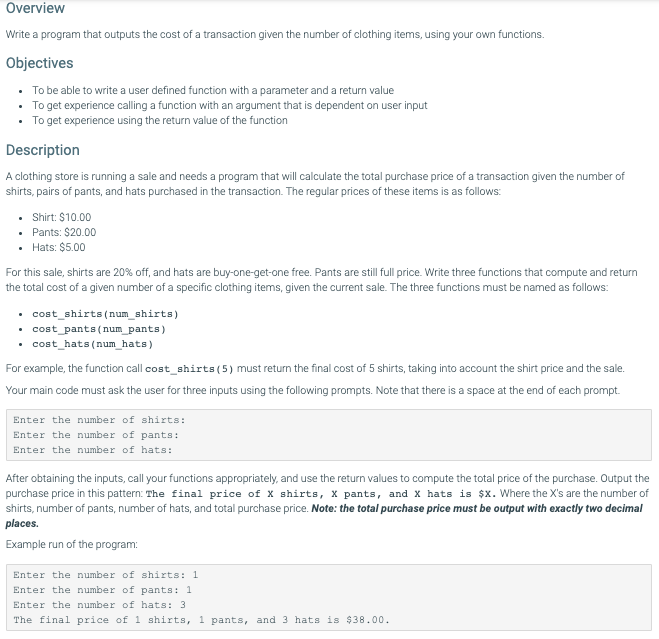 Solved Write a program that outputs the cost of a | Chegg.com