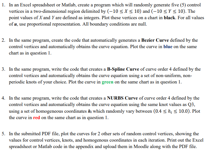 Solved 1. In an Excel spreadsheet or Matlab, create a | Chegg.com
