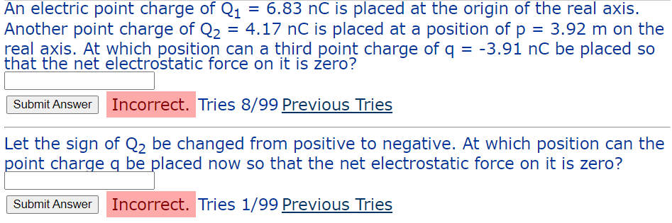 Solved An electric point charge of Q1=6.83nC is placed at | Chegg.com