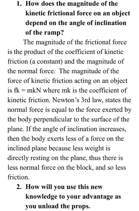 Solved 1. How does the magnitude of the kinetic frictional | Chegg.com