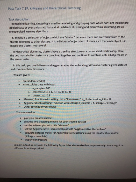 Solved Pass Task 7.1P: K-Means and Hierarchical Clustering | Chegg.com