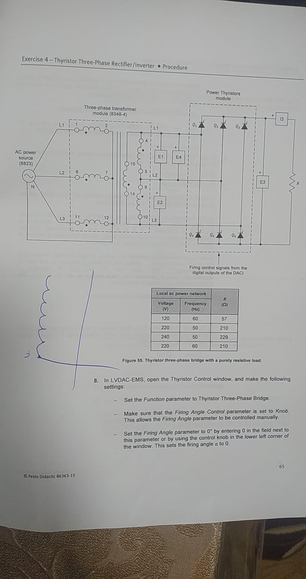 Exercise 4 - Thyristor Three-Phase Rectifier/Inverter | Chegg.com