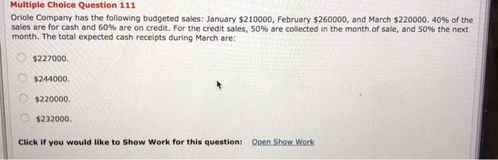 Solved Multiple Choice Question 111 Oriole Company has the | Chegg.com