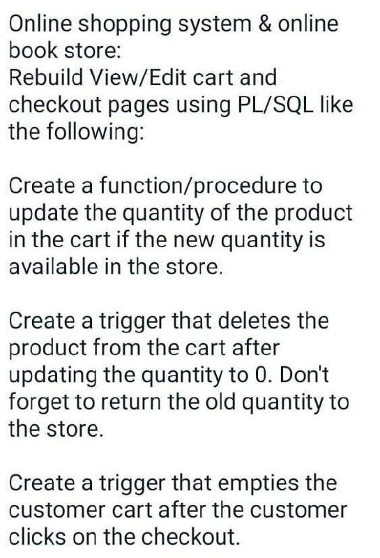 Solved Online shopping system & online book store: Rebuild | Chegg.com
