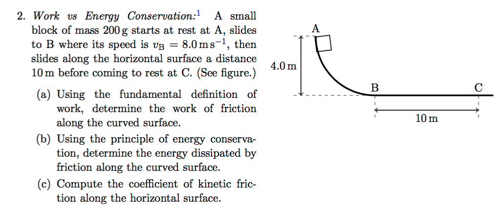 Solved 2. Work vs Energy Conservation:1 A small block of | Chegg.com