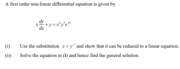 Solved A first order non-linear differential equation is | Chegg.com
