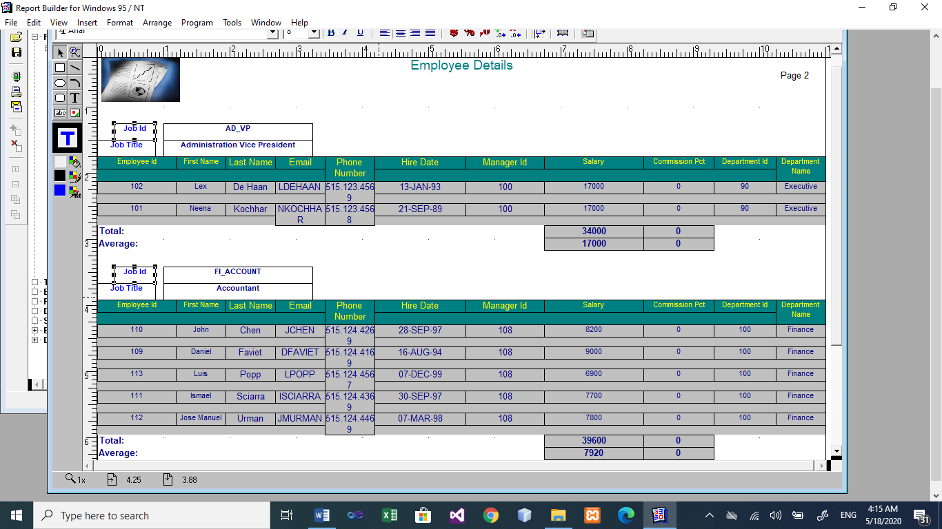 - X Report Builder for Windows 95/ NT File Edit View | Chegg.com