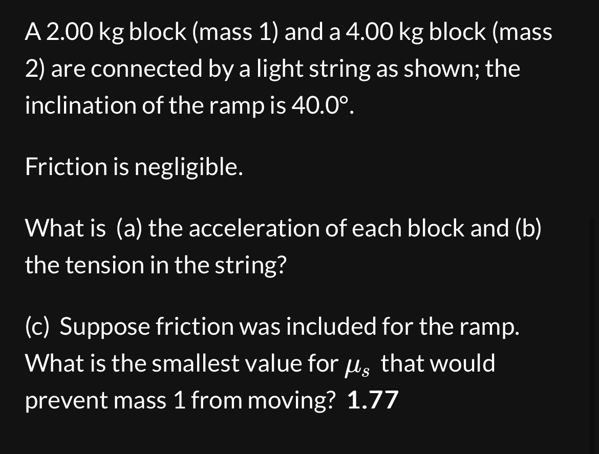 Solved 45. A 2.00 kg block (mass 1) and a 4.00 kg block | Chegg.com