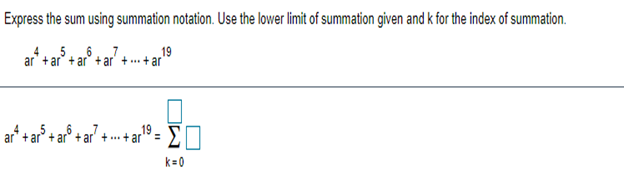 Solved Express the sum using summation notation. Use the | Chegg.com