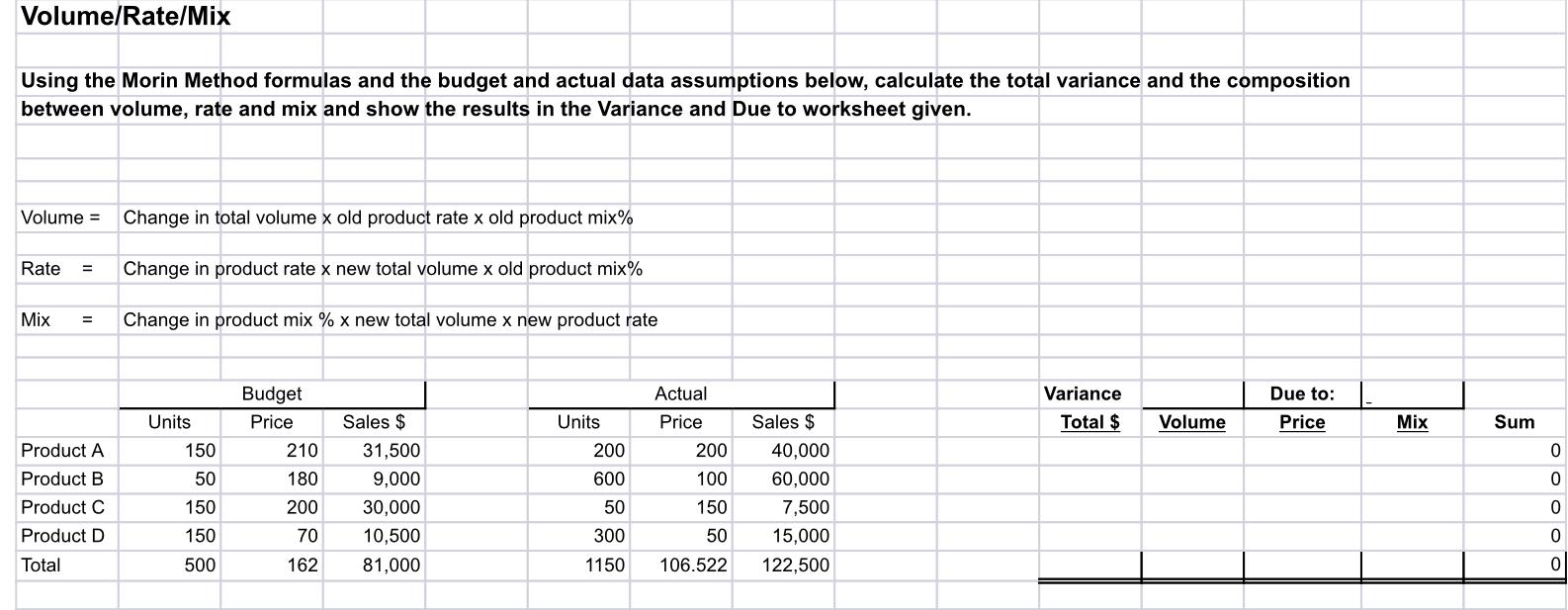 Solved Volume/Rate/Mix Using the Morin Method formulas and | Chegg.com