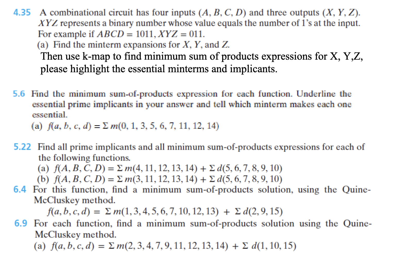 Solved 4 35 A Combinational Circuit Has Four Inputs