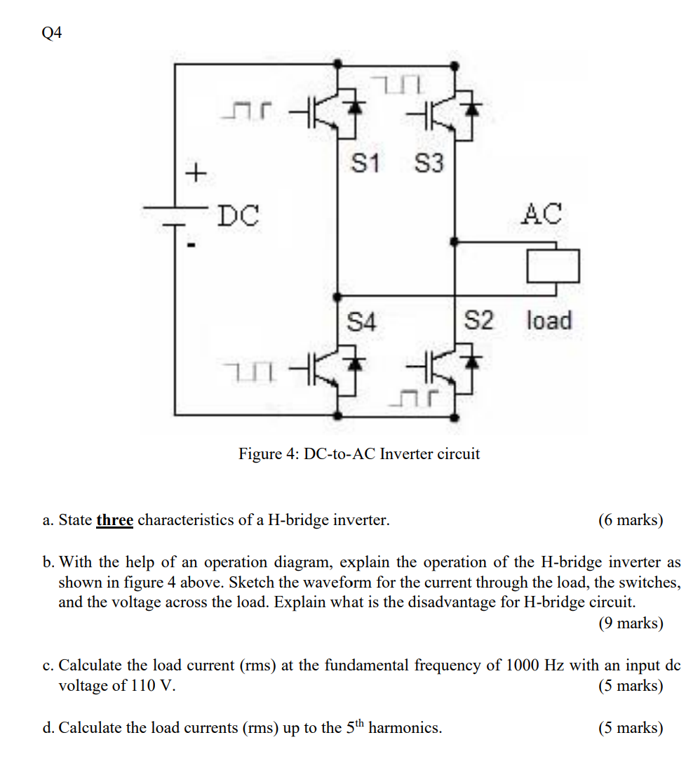 Solved Figure 4: DC-to-AC Inverter circuita. ﻿State three | Chegg.com