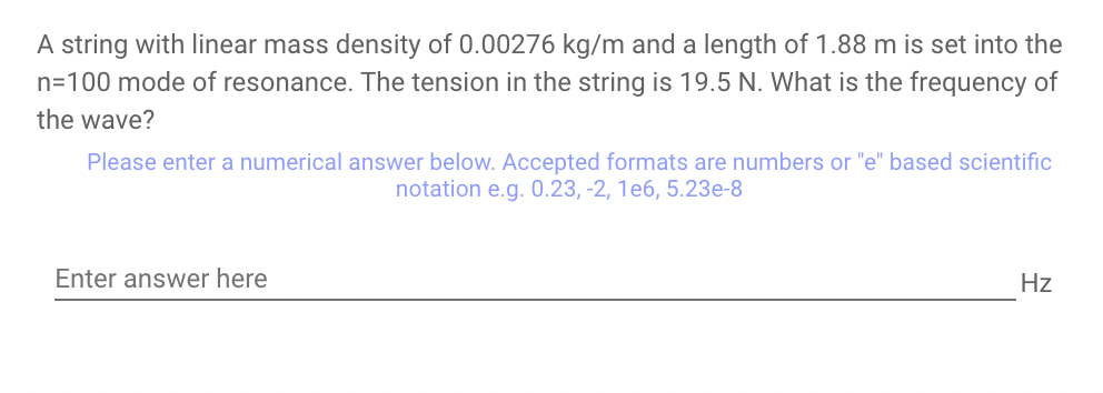 Solved A string with linear mass density of 0.00276 kg/m and | Chegg.com