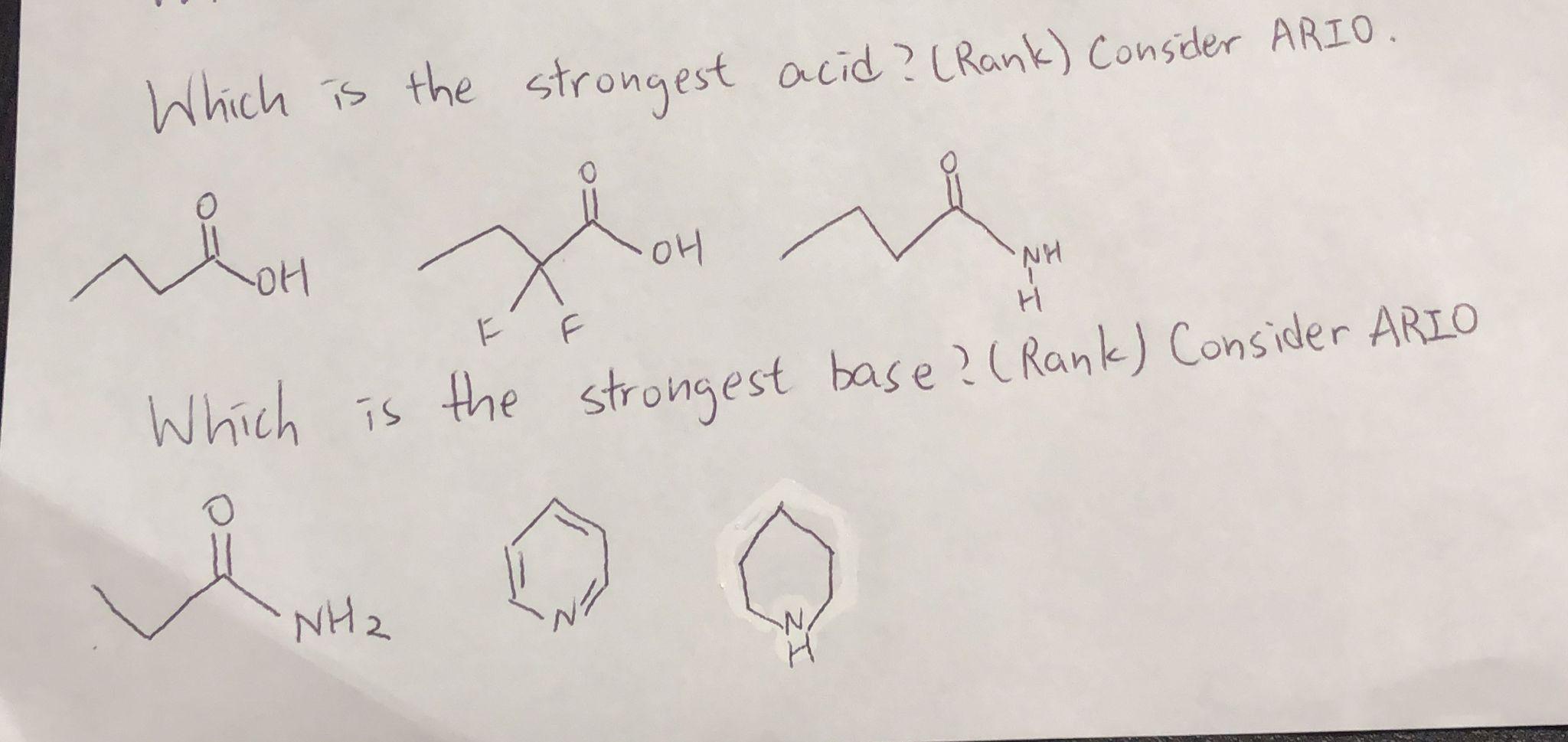 Solved Which is the strongest acid? (Rank) Consider ARIO. | Chegg.com