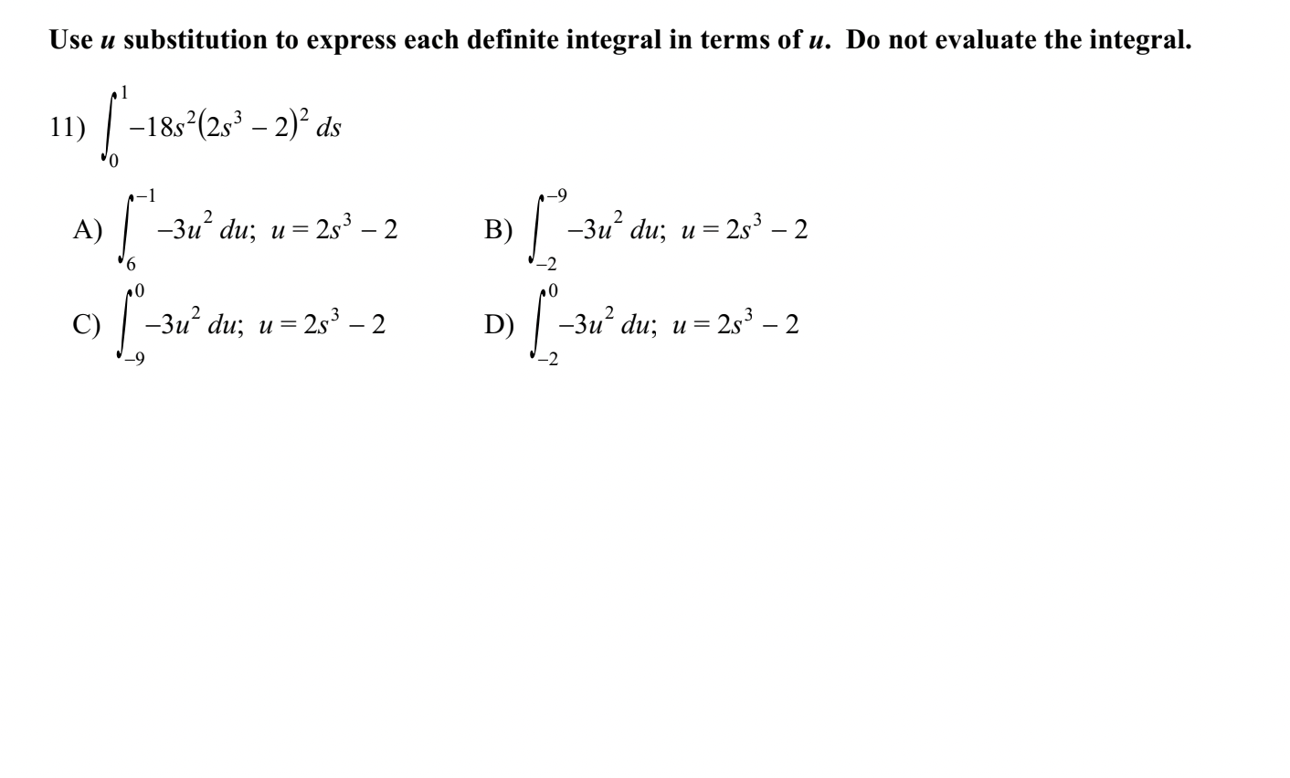 Solved Use u substitution to express each definite integral | Chegg.com