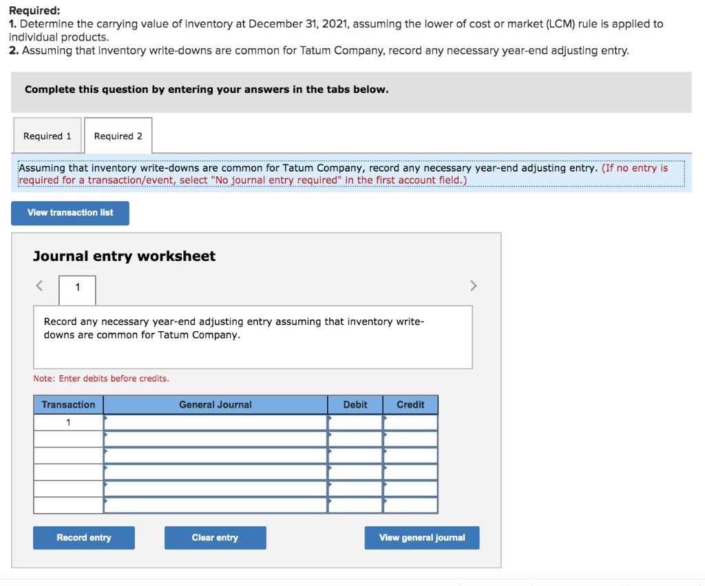 Solved Exercise 9-6 (Algo) Lower of cost or market [LO9-1] | Chegg.com