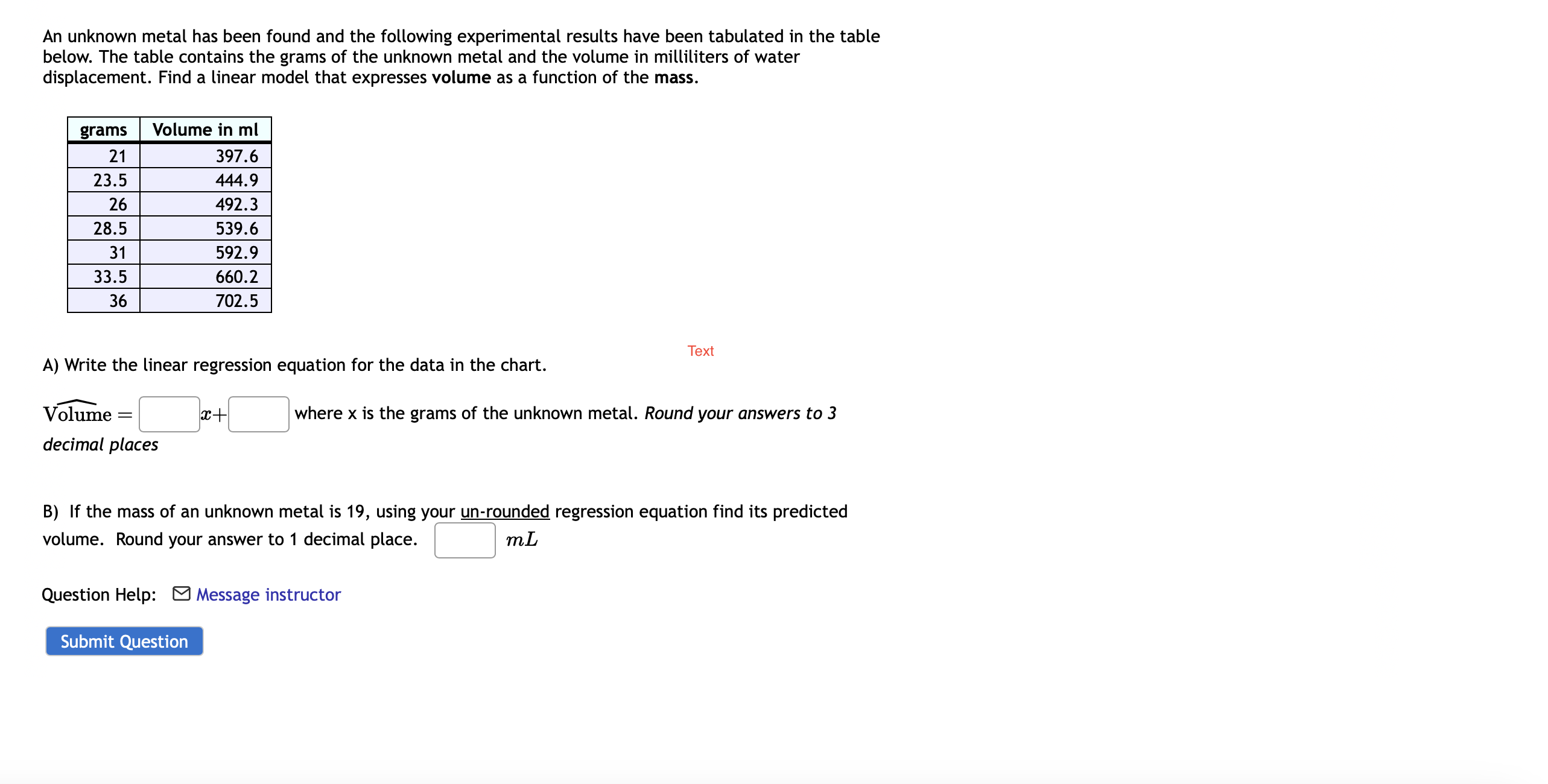 Solved The table below show data that has been collected | Chegg.com