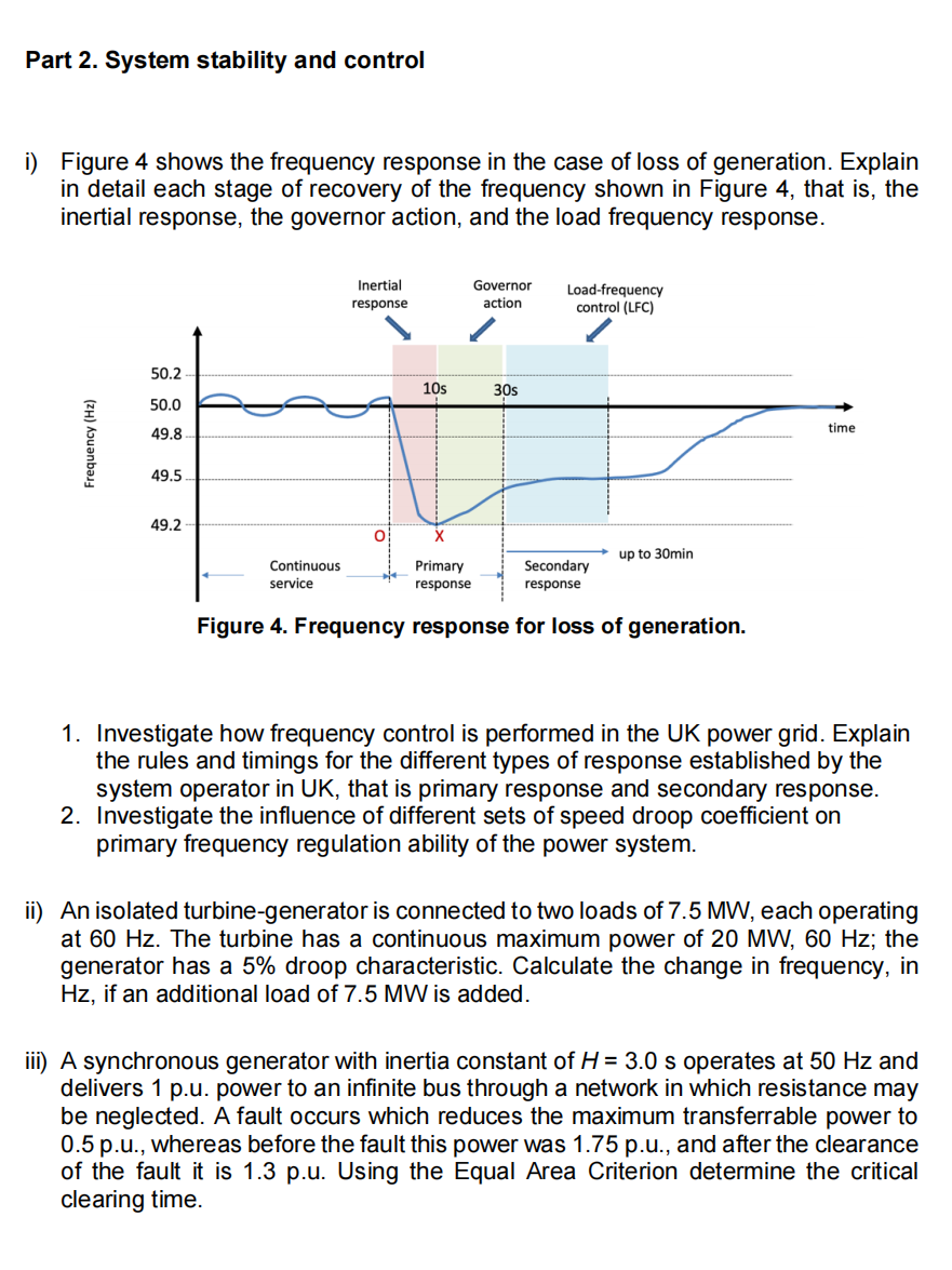 Part 2. System stability and control i) Figure 4 | Chegg.com
