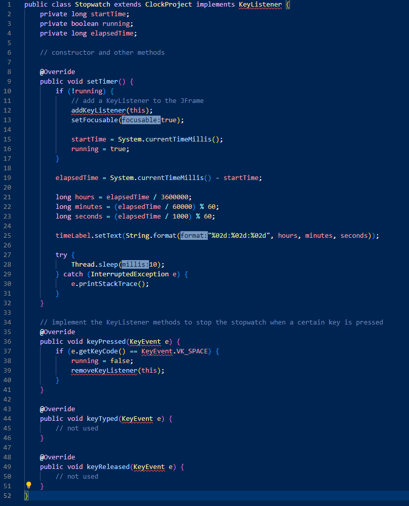 Solved Why is the stopwatch class code not working? | Chegg.com