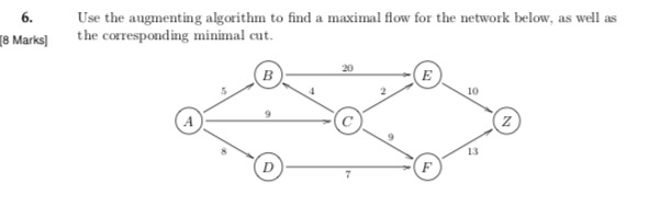 Solved 6 8 Marks Use The Augmenting Algorithm To Find A